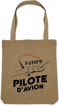 Fabulous Sac Shopping Tote Bag Aspect Lin - Future Pilote dAvion M&eacute;tier de R&ecirc;ve Ciel - Sac de Courses Toile Epaisse 360g Beige Naturel Cabas Port&eacute; Epaule Solid
