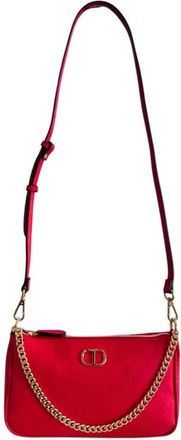 Twinset Femme, Sacs, Rouge, Taille: ONE Size Sac bandouli&egrave;re en cuir avec d&eacute;tail de cha&icirc;ne