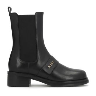 Kazar Femme, Chaussures, Noir, Taille: 39 EU Bottines Chelsea en cuir avec bride logo