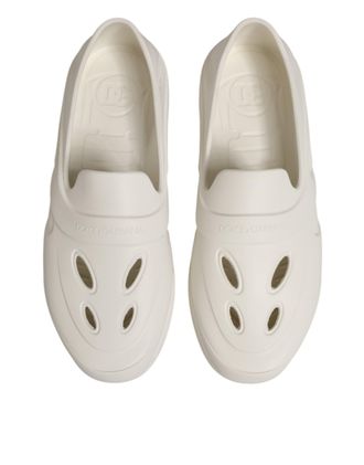Dolce & Gabbana Mens White Rubber Slides Low Top Sneakers Shoes Tb+tu