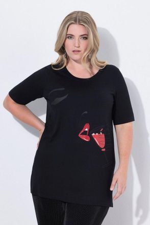 Miamoda T-Shirt T-Shirt A-Linie Frauen-Motiv Glitzersteinchen