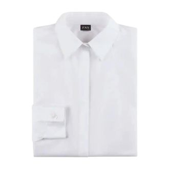Fay Wei&szlig;e Langarm-Baumwollbluse - - Blouses & Shirts - Damen - Wei&szlig; - L