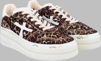Premiata Womens Sneakers Micol Animal Print Multicolour Calf Leather Trainers