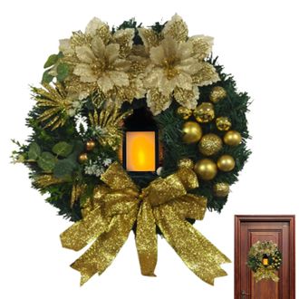 Generico Weihnachtsgirlande mit LED-Licht - beleuchtete Schleifenkranz, 30 cm, langlebige Dekoration | Weihnachtsdekoration f&uuml;r Balkon, T&uuml;r, Kamin, Wand, Schla