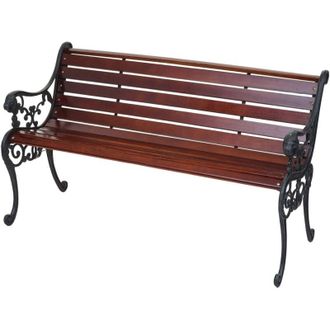 Mendler Mendler - Banc de jardin HWC-F98, banc du parc, banquette en bois 2 places, 125cm marron