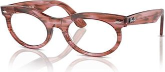 Ray-Ban Wayfarer Oval Optics Striped Transparent Pink Fassung Klar Glas Polarisiert 53-22