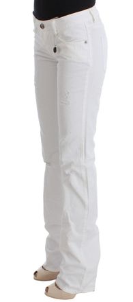Costume National Womens White Cotton Slim Fit Denim Bootcut Jeans Clothing