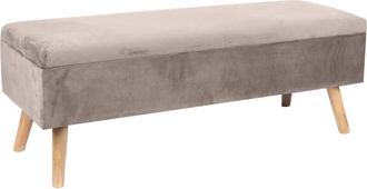 Relaxdays Relaxdays Sitzbank Samt, Stauraum, HxBxT: 40 x 110 x 40cm, Holzf&uuml;&szlig;e, gepolsterte Truhenbank Schlafzimmer, Flur, creme