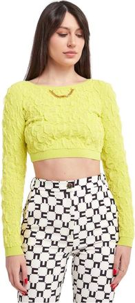 Elisabetta Franchi Femme, Tops, Jaune, Taille: 38 FR Mini Top
