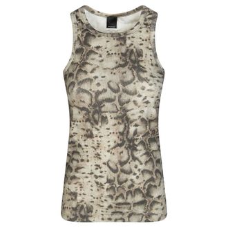 Pinko Pinko, Femme, Tops, Beige, Taille: 40 FR Belfiore Canotta Costina Stampa Snake