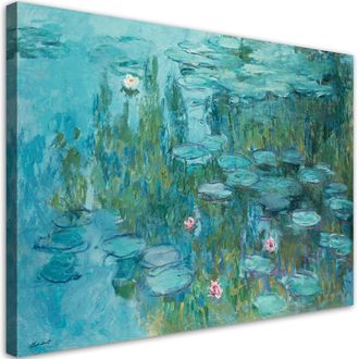 Feeby Bilder 120x80 cm Seerosen - C. Monet 1 tlg Modern Wohnzimmer Vlies Wandbilder Leinwandbilder Wand Wanddeko Design Schlafzimmer Flur B&uuml;ro REPRODUKTION 