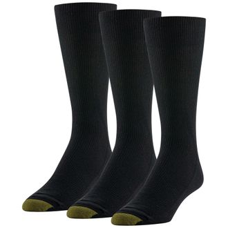 Gold Toe GOLDTOE Herren Socken aus Baumwollmischgewebe, Metropolitan Crew, 3 Paar, Schwarz 2, Large