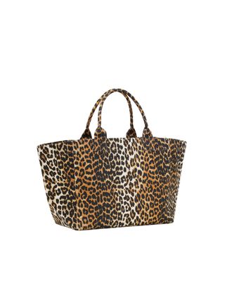 Ganni Womens Tote Bag Recycled Cotton Brown Handbags Hand