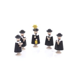 Rudolphs Schatzkiste Tischdeko Kurrendefiguren 5 Figuren Schwarz H&ouml;he ca 5 cm NEU Kurrende Kirche Weihnachten singen S&auml;nger Sterntr&auml;ger Seiffen Erzgebirge Gotteshaus