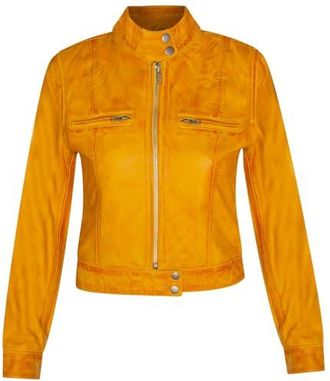 Infinity Leather Femmes Uni Jaune cuir Veste de motard