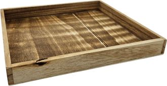 Meinposten Deko-Holztablett, Rechteckig, 25x25 cm, Natürliches Braun, Serviertablett für Kerzen und Accessoires (L 25x25x3 cm)