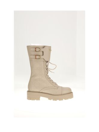 Dior Womens Boots D-Trap Low Beige Calf Leather