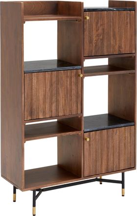 MID.YOU Mid.you Regal, Schwarz, Messing, Walnuss, Metall, Mangoholz, massiv, 88x136x35 cm, Wohnzimmer, Regale, B&uuml;cherregale