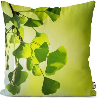 Void Watches Ginkgo Baum biloba Natur Kissenbezug Kissenhülle Sofa Couch Wohnzimmer Dekoration wasserfest Outdoor Garten Kissen bezug deko, Kissen Größe:40 x 40 cm