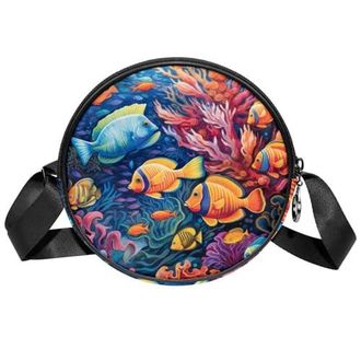 Generic Sac &agrave; bandouli&egrave;re rond pour femme, petit sac &agrave; bandouli&egrave;re color&eacute; avec fermeture &eacute;clair, bretelles r&eacute;glables, sac &agrave; main rond d&eacute;contract&eacute; pour femmes 