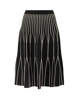 Elisabetta Franchi Womens Skirt Knitted Bicolor Black-Butter Viscose Black/butter
