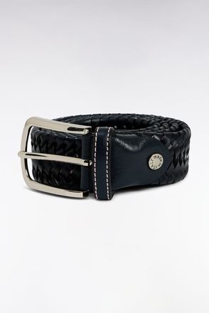 Eden Park Ceinture En Cuir Tressé Marine