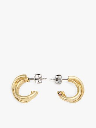 Tommy Hilfiger Créoles à noeud en acier inoxydable plaqué or