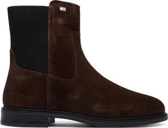 Tommy Hilfiger Klassische Stiefeletten Enamel Flag Suede Ankle Chelsea FW0FW09575 Braun