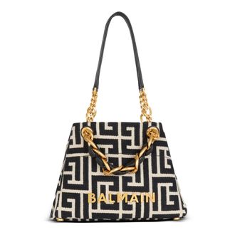 Balmain Femme, Sacs, Noir, Taille: ONE Size Petit sac cabas souple 1945 en jacquard monogramm&eacute;