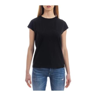 Herno Logo Strass Stretch T-Shirt - - Tops - Damen - Schwarzk - 2XL