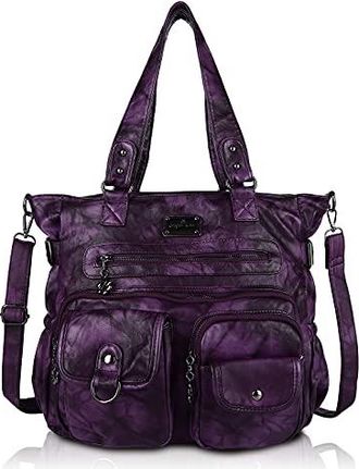 Angel Kiss Hobo Sac à main pour femme en cuir synthétique souple avec poignée supérieure, D. Violet, Taille unique