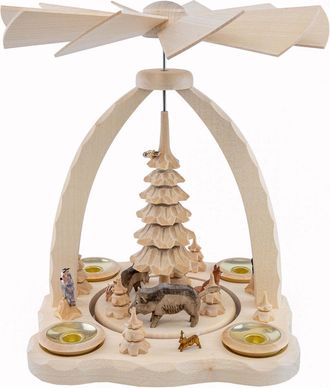 Seiffener Volkskunst Sten Heydenreich | Erzgebirge Pyramide für Teelichter & Pyramidenkerzen | Weihnachtspyramide | 27 cm | mit Wildschweinen