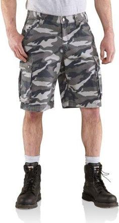 Carhartt Work in Progress Short cargo pour homme, 34W, Camouflage gris., 1