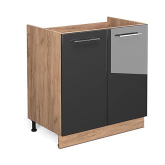 Vicco Meuble bas sous-évier Fame-Line, Anthracite Haute brillance, 80 cm sans plan de travail Vicco