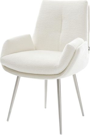 DELIFE Polsterstuhl Clea-Flex 4-Fu&szlig; konisch Edelstahl Boucl&eacute; Soft Beige