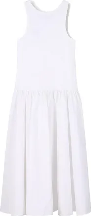 DKNY Cotton with Touch-Stretch Trim Dress - White