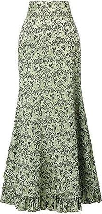 Generic Femme Jupe Longue Sirene Vintage Jupe Crayon Taille Haute &agrave; Volants Jupe Chic Et Elegant Soir&eacute;E Jupe Medievale Victorienne Jupe Bodycon Hanche Jupe Gr