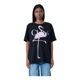 Chlo&eacute; Femme, Tops, Gris, Taille: 38 FR Logo Motif T-Shirt