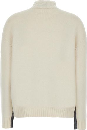 Semicouture Womens Winnie Two-Tone Cashmere Blend Sweater Grey Wool Tops Top