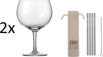 Schott Zwiesel 2er Set, Bar Special, Gin Tonic, Kristallglas, 696 ml, 120017 + Gratis 4er Set EKM Living Edelstahl Trinkhalme