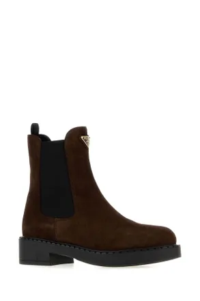 Prada Suede Ankle Boot - Brown