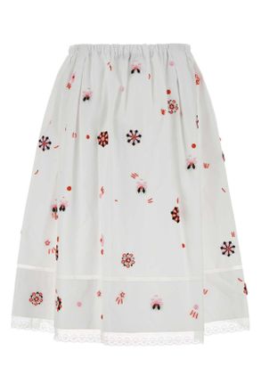 Prada Womens White Poplin Skirt Bianco Exterior: Cotton Gonne