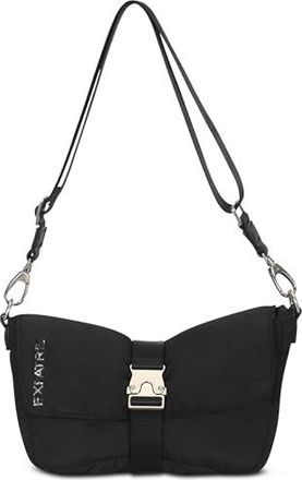 Expatrié Petit Sac à Bandoulière Femme Noir - Bobby - Crossbody Puffer Bag en Nylon - Sac à Main avec Boucle & Fermeture Éclair - Sac Doudoune en Tissu - Résis