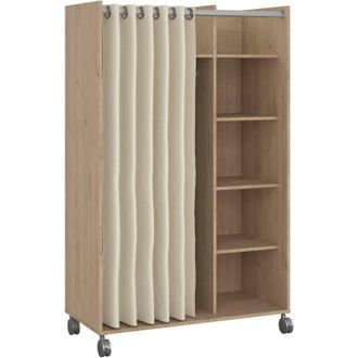 Dmora Gro&szlig;er Kleiderschrank Claudine, Schlafzimmerm&ouml;bel, Schrank, Garderobe, 100x48 h160 cm, Eiche und Beige - Dmora