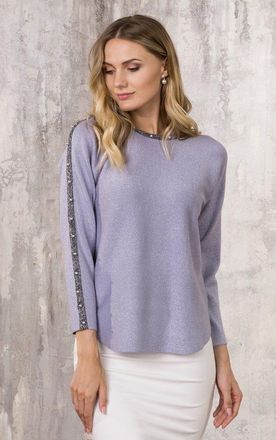 Passioni Strickpullover aus Glitzergarn mit Perlen Oversized