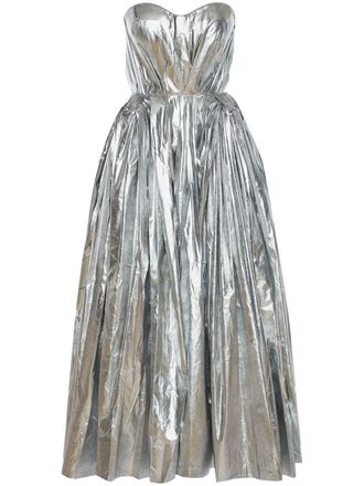 Alexander McQueen Bustier-Midikleid mit metallischem Finish - Silber