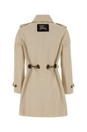 Burberry Womens Sand Gabardine Stonehaven Trench Coat Stonebeige Exterior: Cotton