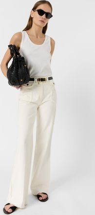 Gerard Darel Jean flare &eacute;cru &agrave; franges - ANNA - Ecru