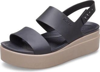 Crocs Femme Brooklyn Low Wedge Sandales, Black/Mushroom, 38/39 EU