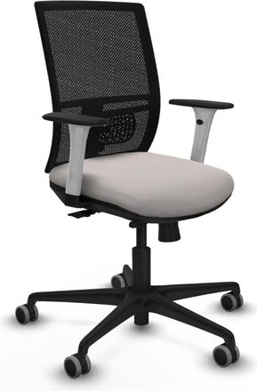 Piqueras y Crespo Wei&szlig;er Arbeitsstuhl mit wei&szlig;en und schwarzen Armlehnen, h&ouml;henverstellbare Lendenwirbelst&uuml;tze, ausgestattet mit Syncro/Traslack und Schneideschaum, Sch